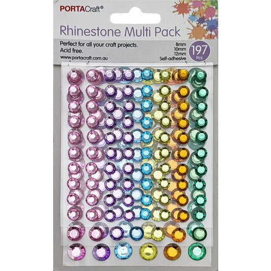Rhinestones Multi Pack in 8,10,12mm 197pk - Pastels - Discount Craft