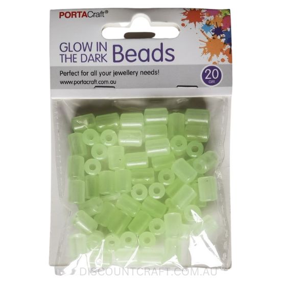 Glow in the Dark Cylinder Beads Small 20g - Discount Craft