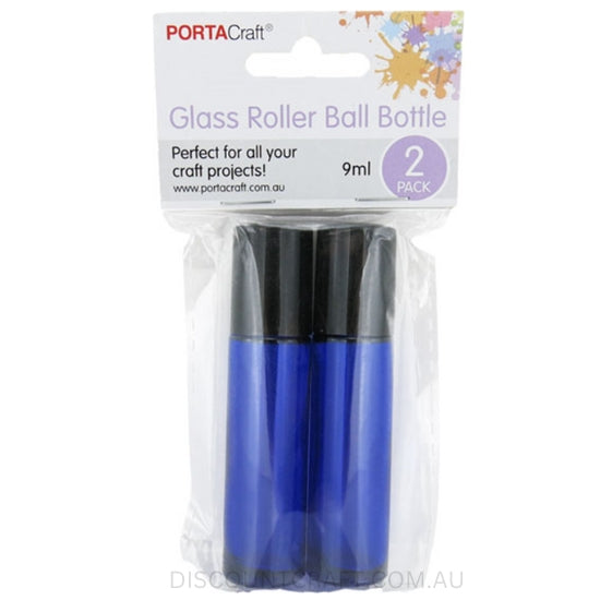 Blue Glass Rollerball Bottle 9ml 2pk - Discount Craft