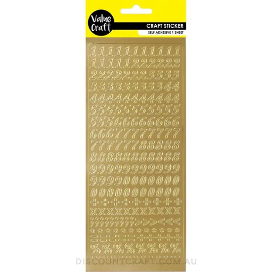 Craft Number Stickers - Gold1 Sheet - Discount Craft