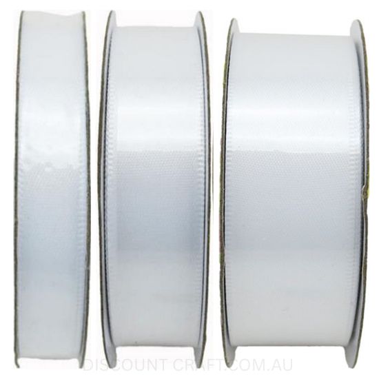 Double Sided Satin Ribbons - White - Discount Craft