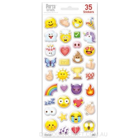 Puffy Emoji Stickers - Assorted Styles 35pk - Discount Craft