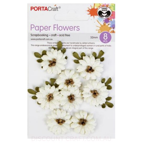 Paper Flowers Water Lily - Ivory 32mm 8pk - Discount Craft