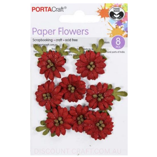 Paper Flowers Water Lily - Red 32mm 8pk - Discount Craft