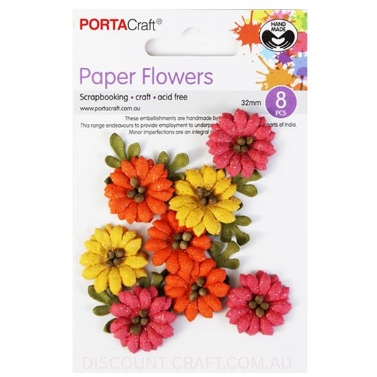Paper Flowers Water Lily - Sunset 32mm 8pk - Discount Craft