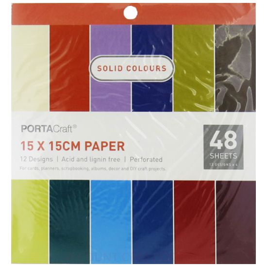Paper Pattern Pad - Solid Colours 15x15cm - Discount Craft