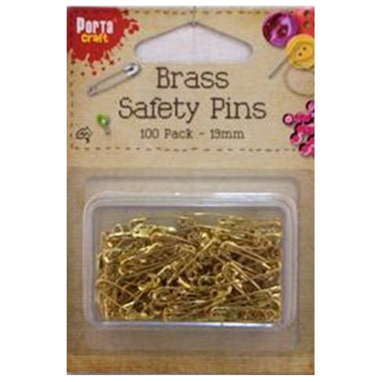 Brass Safety Pins 19mm 100pk - Discount Craft