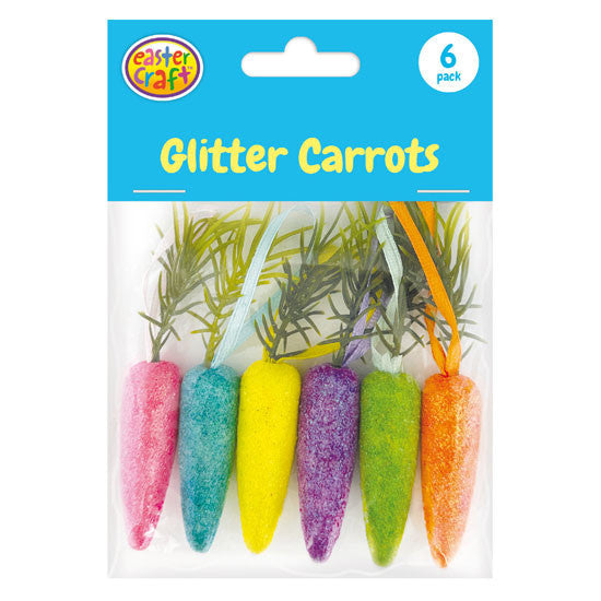 Assorted Colour Flocked Carrot Decorations 8.5cm - 6 Pack - Discount Craft