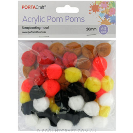 Acrylic Pom Poms 20mm 60pk - Earth Tones - Discount Craft