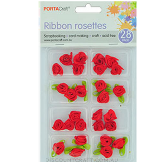 Rosettes Ribbon 28pk - Red - Discount Craft