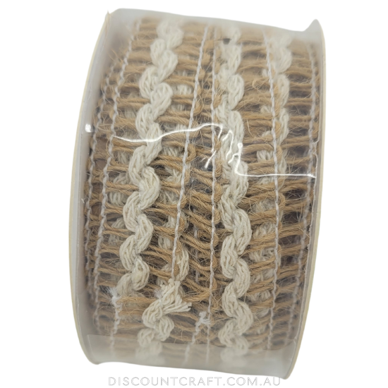 Burlap Trim Rolls 2m - White Trim Design - Discount Craft