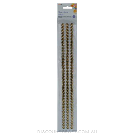 Rhinestone Borders 30cm 3 Strips Gold - Discount Craft