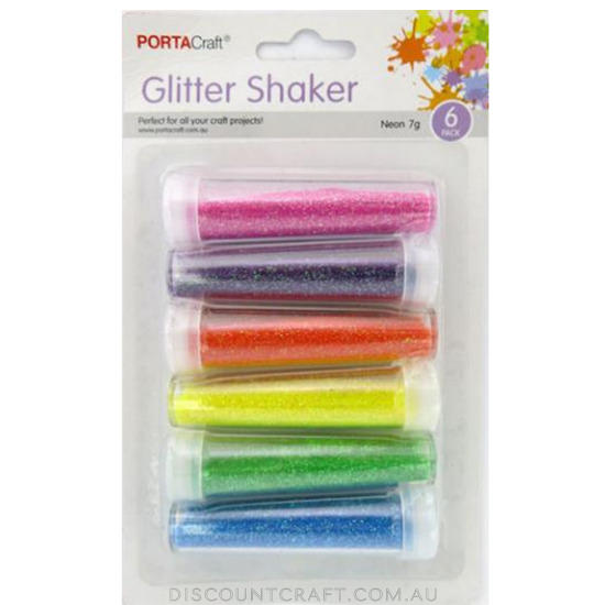 Glitter Shakers 7g 6pc - Neon Colours - Discount Craft