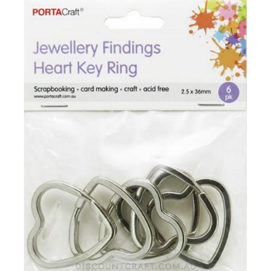 Split Rings 36mm 6pk - Heart Shaped - Discount Craft