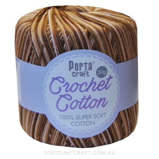 Crochet Cotton 50g 145m 3ply - Variegated Earth - Discount Craft