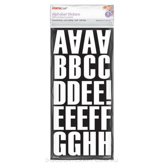 Block Alphabet Stickers 5.4cm 4 Sheets - White - Discount Craft