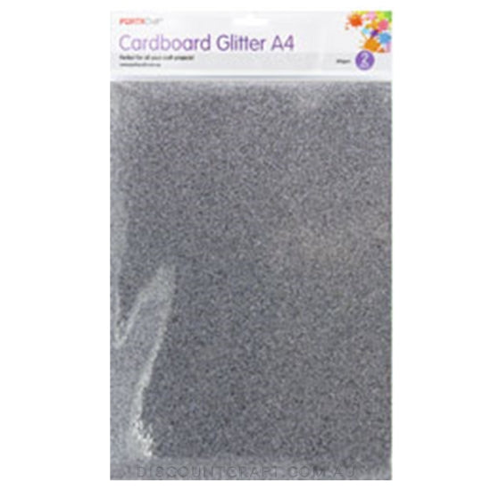 Glitter Cardboard A4 300gsm 2pk - Black - Discount Craft