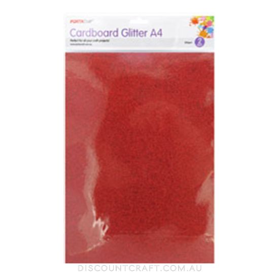 Glitter Cardboard A4 300gsm 2pk - Red - Discount Craft