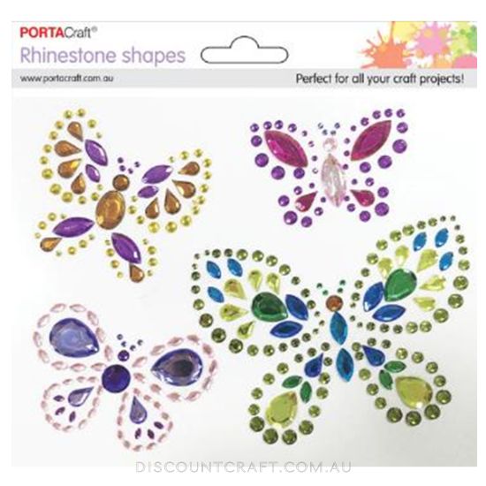 Rhinestone Decal Butterflies - Pink & Yellow 4pk - Discount Craft
