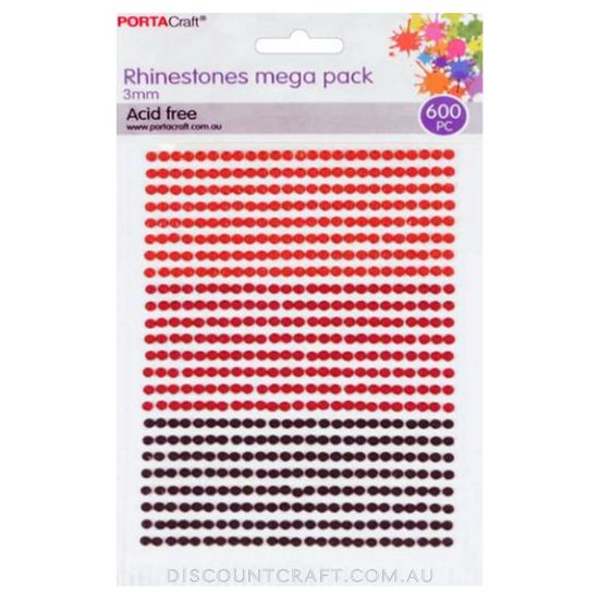 Rhinestone Sheet 3mm 600pc - Reds Theme - Discount Craft