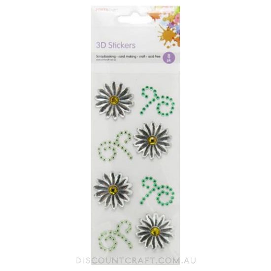 Gem Decals 8pc - Flowers - Discount Craft