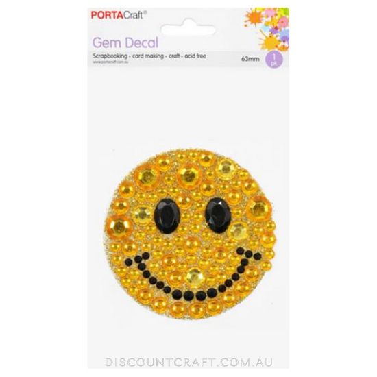 Smiley Face Rhinestone Decal 63mm x 63mm - Discount Craft