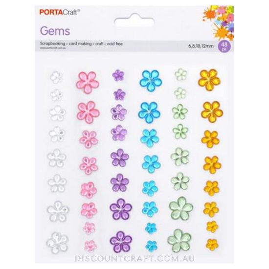 Flower Rhinestone Sheet 6,8,10,12mm 48pk - Pastels - Discount Craft