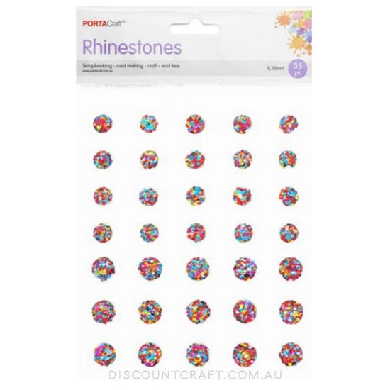 Rhinestone Sheet Multi 8 & 10mm 35pk - Kaleidoscope - Discount Craft