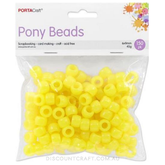 Yellow Pony Beads 6x9mm 150pk - Discount Craft